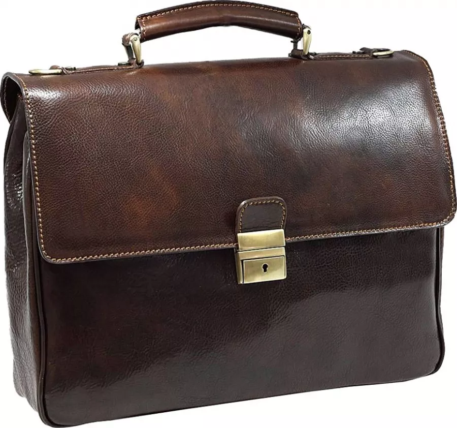 Geanta laptop din piele naturala vachetta maro LFS 128B LFS128D - cel.ro