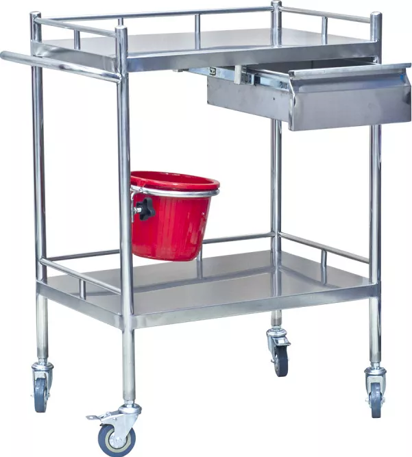 Masa instrumentar din inox cu sertar si colector pansamente Dr Happy ...