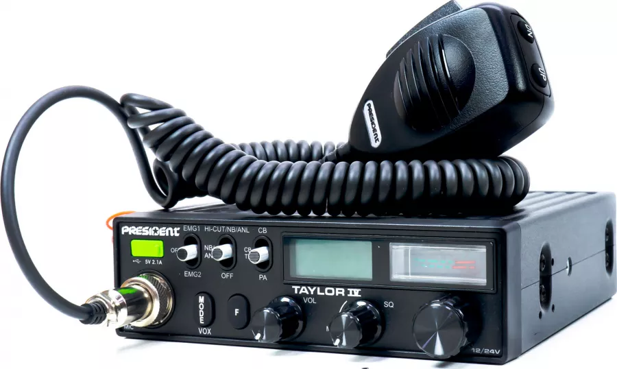 Statie radio CB President TAYLOR IV ASC 24V AM FM 40 canale Negru