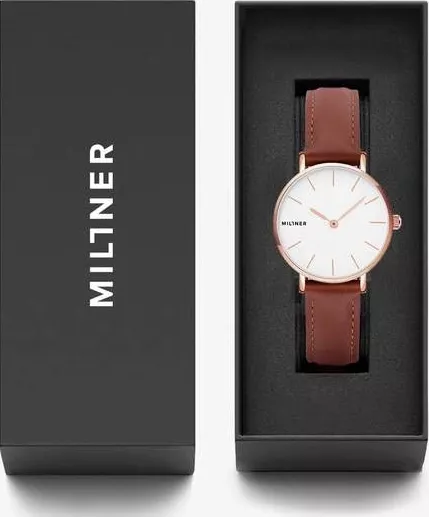 Ceas de dama Millner Mini Brown Leather Alb-Maro bsw_8425402504789 - cel.ro