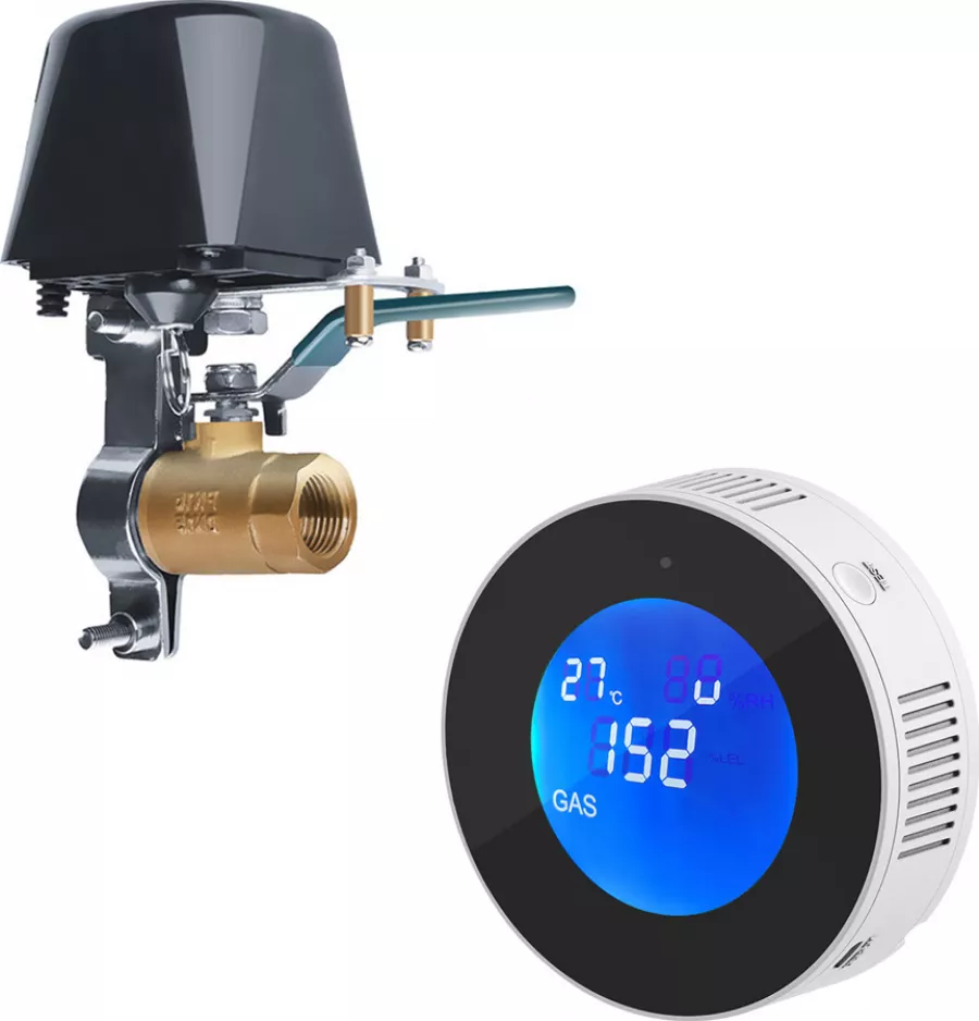 Pachet detector de gaz si electrovalva cu actionare automata WiFi ...