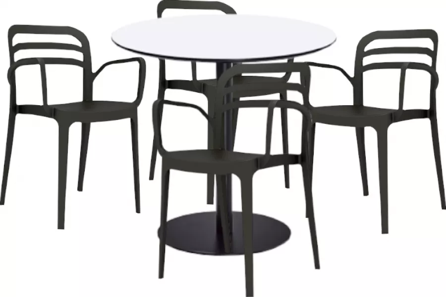 Set mobilier dining bucatarie RAKI masa rotunda cu blat MDF melaminat ...