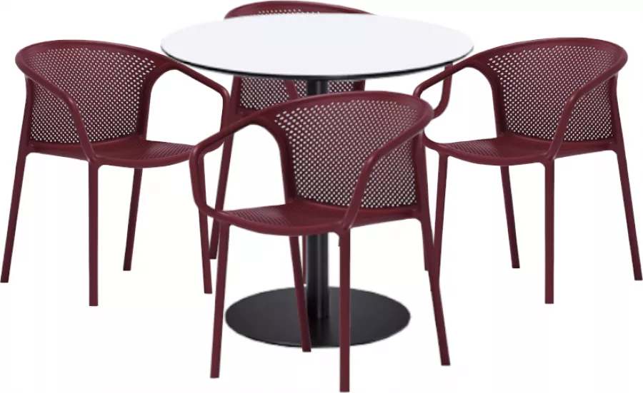 Set mobilier dining bucatarie RAKI masa rotunda cu blat MDF melaminat ...