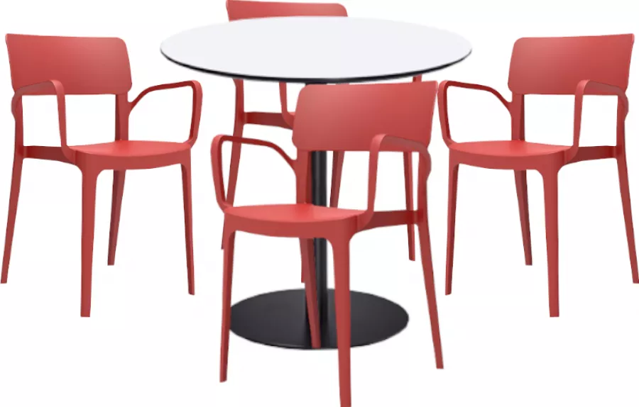 Set mobilier dining bucatarie RAKI masa rotunda cu blat MDF melaminat ...