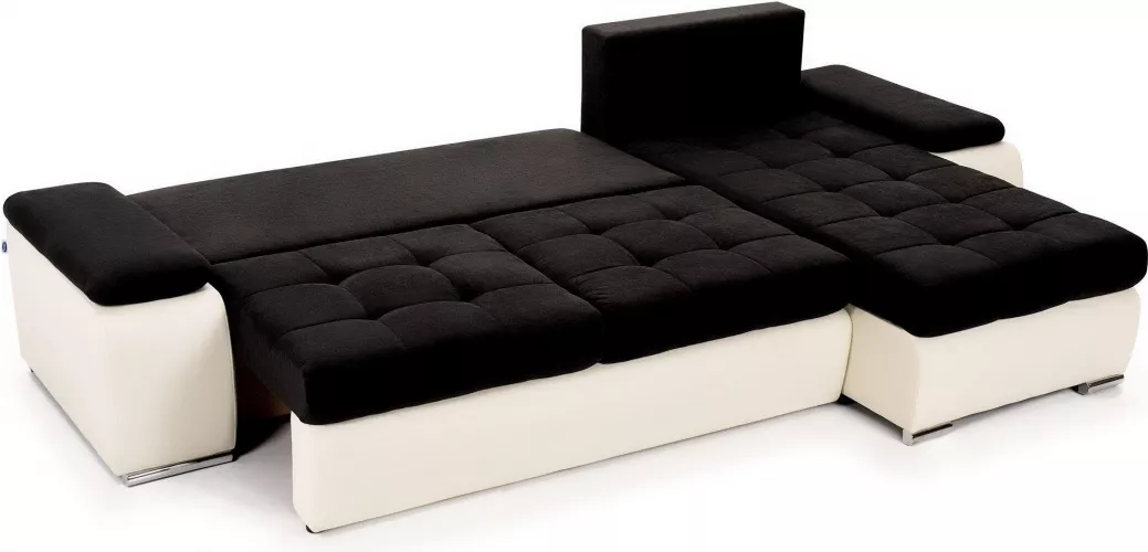 Coltar Extensibil LORELLA sezlong interschimbabil 295x170x95 cm Negru/Alb