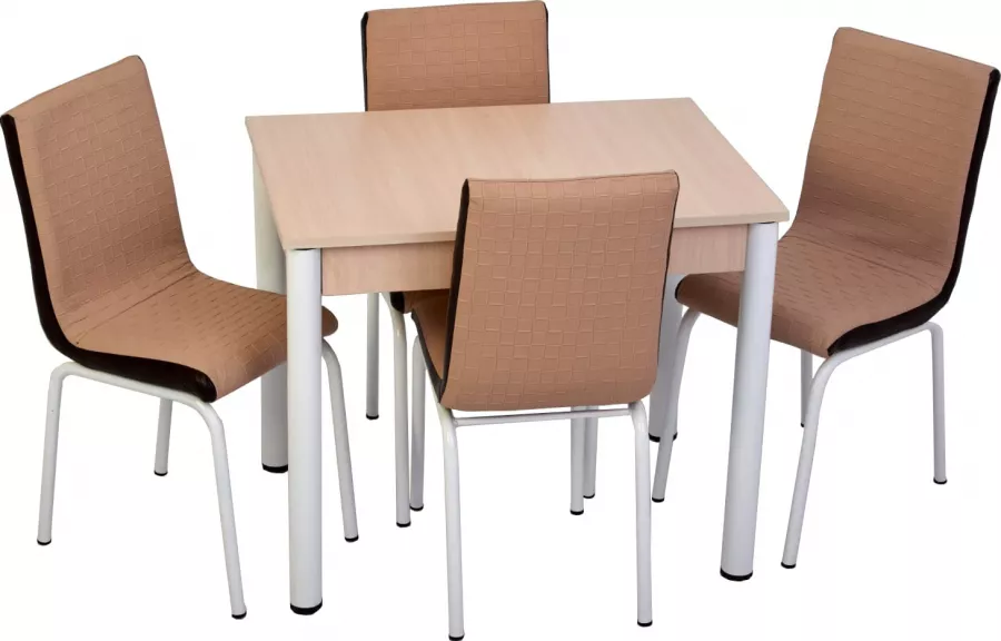 Set masa fixa Bronze Deco Crem cu 4 scaune crem cadru U ...