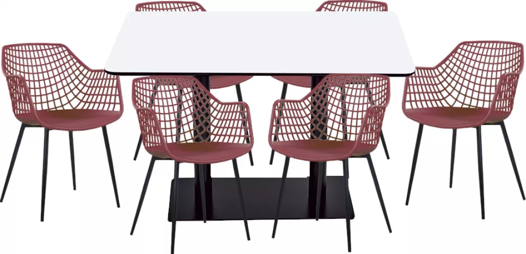 Set mobilier dining bucatarie RAKI masa dreptunghiulara cu blat MDF ...