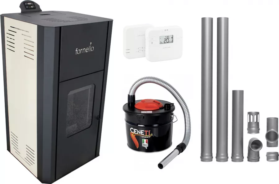 Fornello Primo Pellet Ivory 25 kw complet echipat pentru incalzire la ...