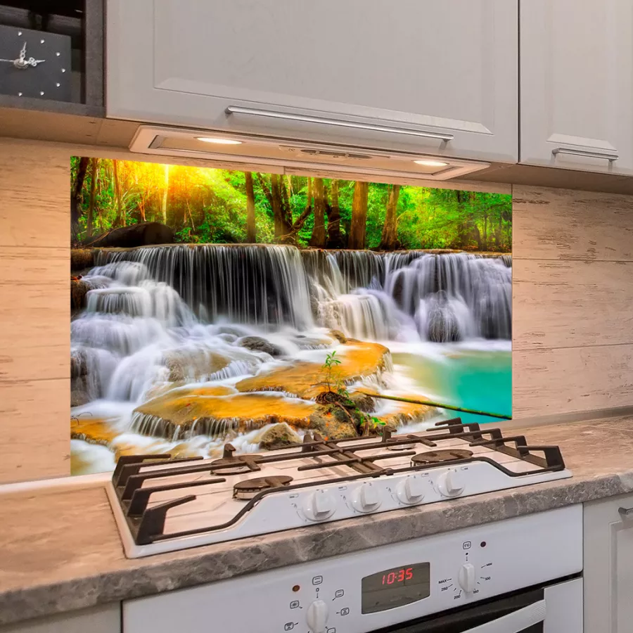 Panou antistropi bucatarie sticla securizata model Rau curgator 600x500 mm - cel.ro