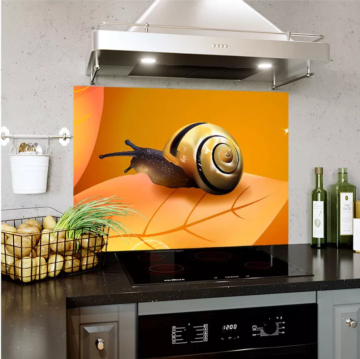 Panou bucatarie protectie plita aragaz antistropire print UV model Melc ...