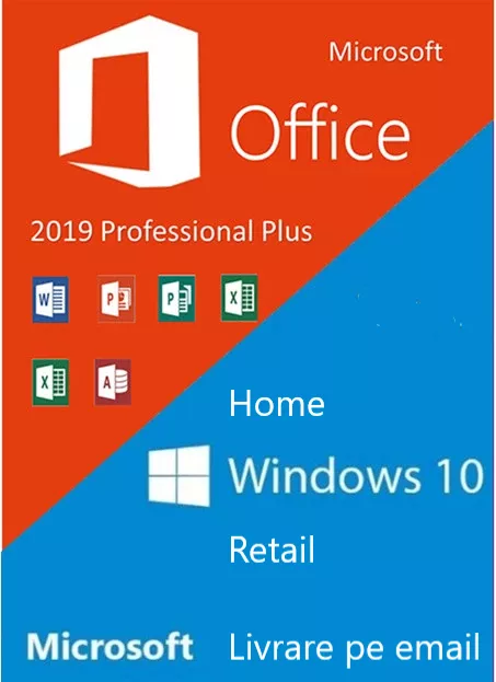 Windows 10 Home Retail + Microsoft Office 2019 Pro Plus Licenta Permanenta - cel.ro