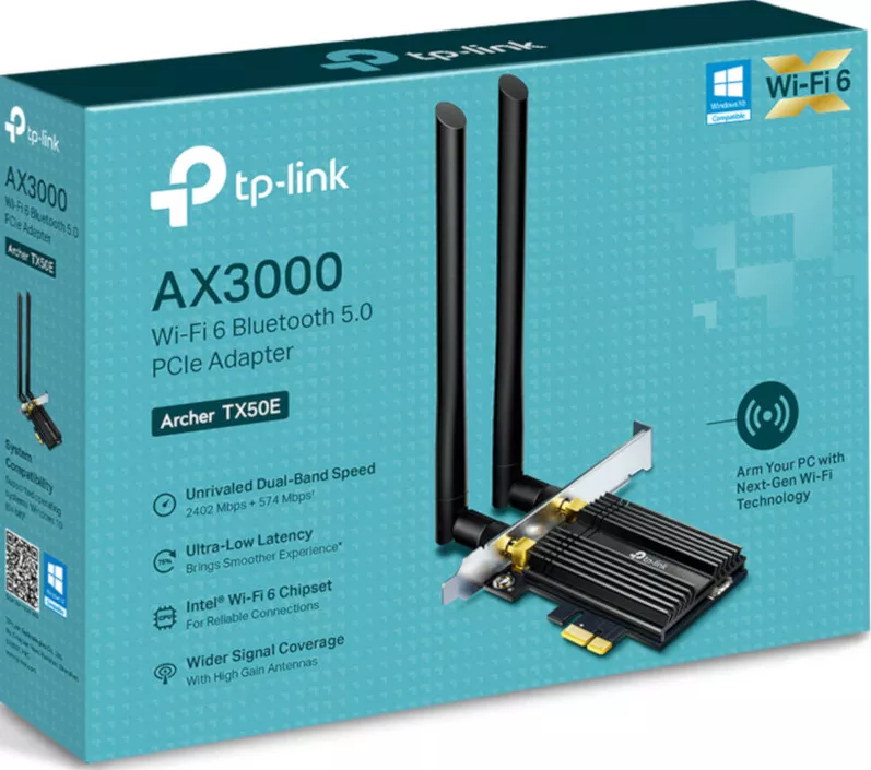 Placa de retea TP-LINK Archer TX50E AX3000 Wi-Fi 6 Bluetooth 5.0 PCI ...