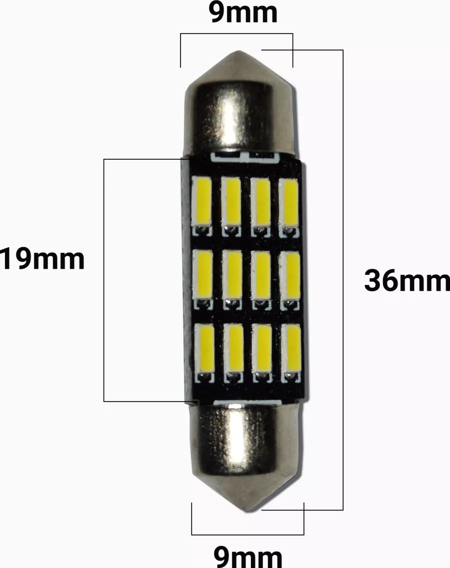 Set 2 x Bec LED 36mm 12LED SMD 12V ALB 4014 AUTO1718 - cel.ro