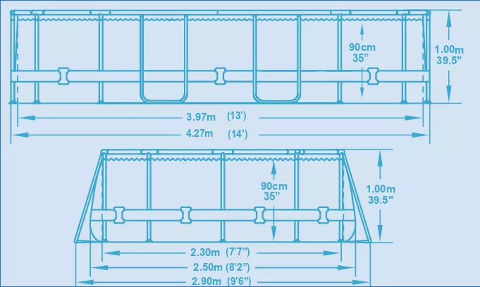 Piscina Bestway 4.27 x 2.50 x 1.00 m cadru otel model Rattan Swim VISTA ...