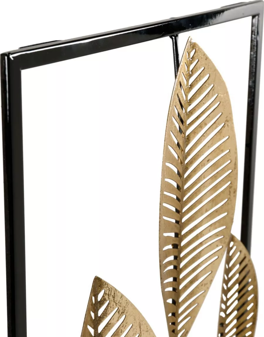 Decoratiune de perete model cu frunze din metal auriu 3235463327778 ...