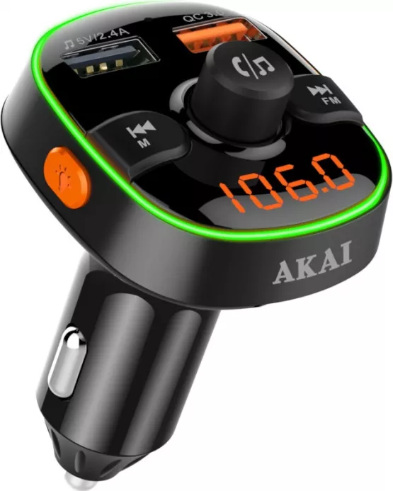 Modulator FM AKAI FMT-52BT Bluetooth USB SD Card LED Negru FMT-52BT ...