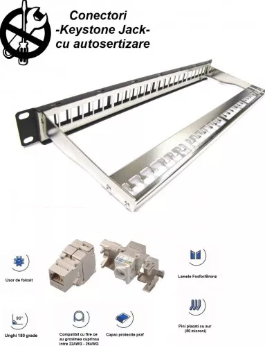 Patch Panel 19 Modular Echipat cat5e LanKATT FTP/STP 24port x RJ45 1U