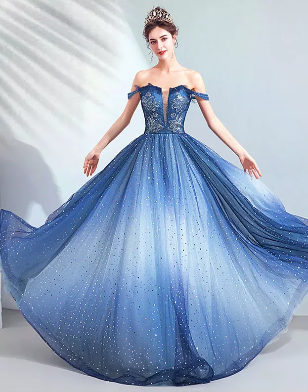 Rochie de seara Imperiale Blue glitter marimea 40 L R17540 - cel.ro