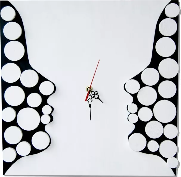 Eu si Timpul 35x35 cm Ceas de perete Alb Negru CLOCKSDECOBOX8 - cel.ro
