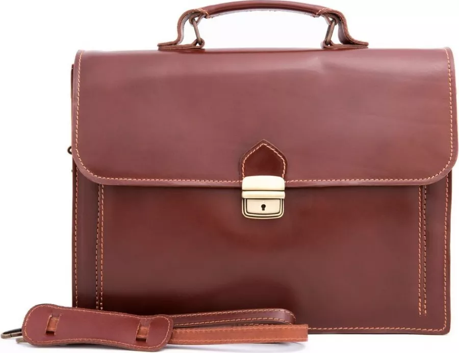 Servieta office din piele naturala cognac 236A 236A - cel.ro