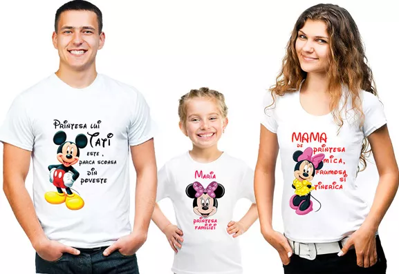 Set Tricouri Personalizate Aniversare Bumbac Printesa Familiei simple ...