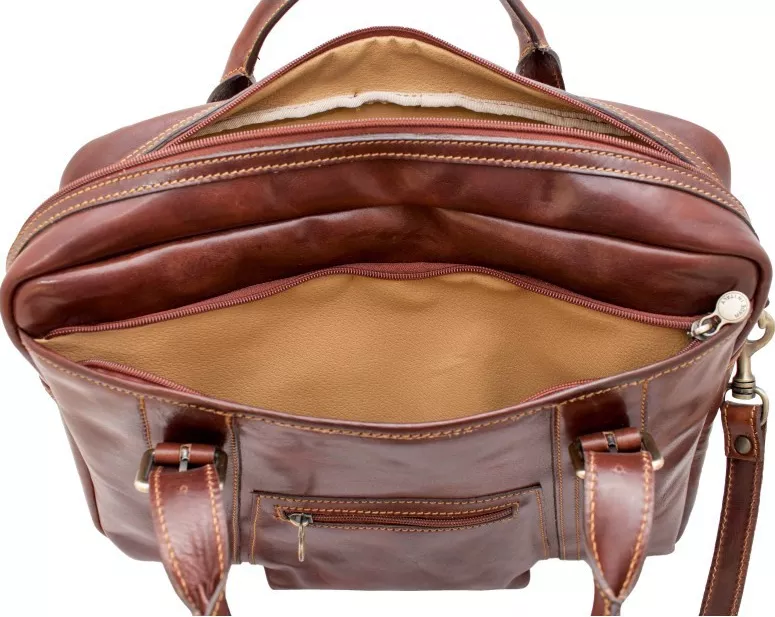 Geanta dama pentru acte si laptop din piele naturala coniac FDS124A la ...