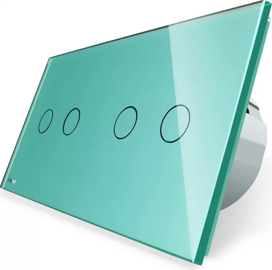 Intrerupator simplu + dublu Livolo vl-c701/c702-18 cu touch din sticla ...