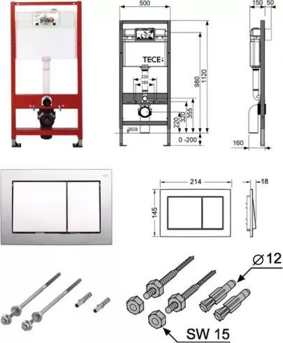 Rezervor WC TECE ingropat cu clapeta cromata 9789738812277