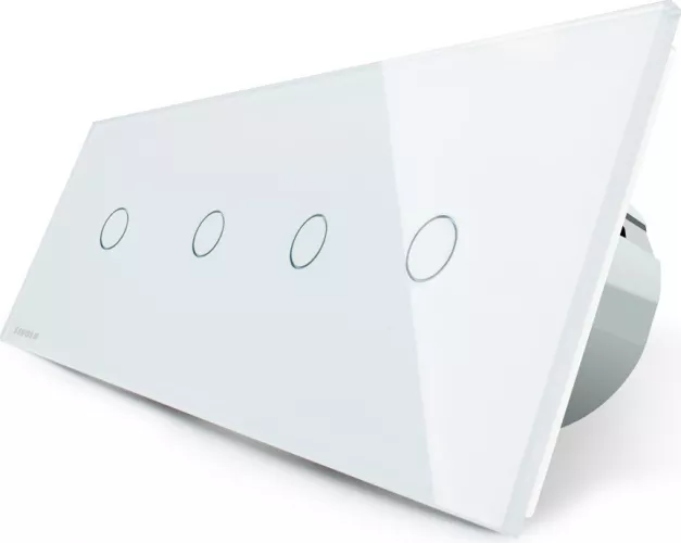 Intrerupator cu touch Livolo din sticla cu 4 intrerupatoare simple Alb ...