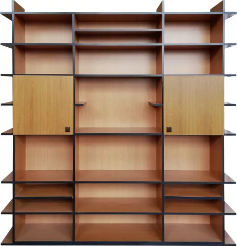Biblioteca office Sierra pal cires / cant negru 202 x 33 x 211 cm ...