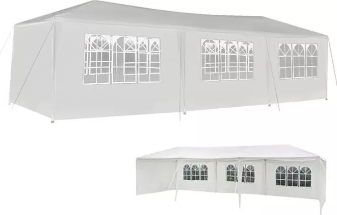 Cort pavilion pentru gradina curte sau evenimente 3x9m alb Gmax7916 ...