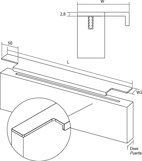 Maner pentru mobila Linear finisaj otel inoxidabil L 897 mm max ...