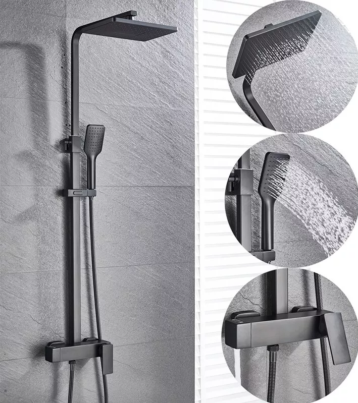 Coloana dus Aosta inox negru mat 3 functii para furtun dus aos1211 - cel.ro