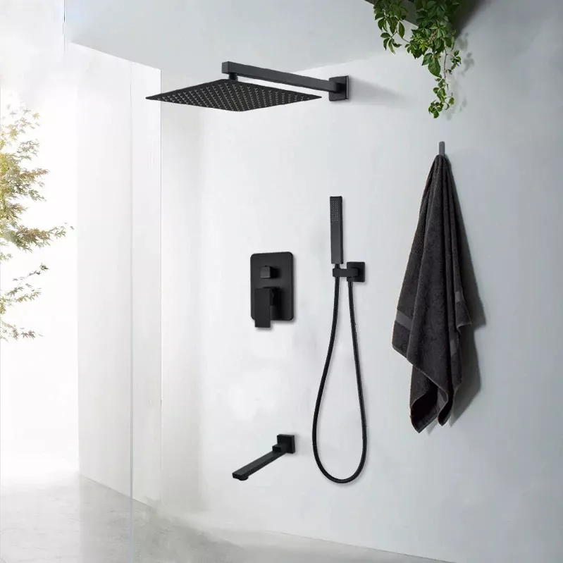 Set de dus negru ASCOLI cu para patrata 30 cm negru mat 3 functii de ...