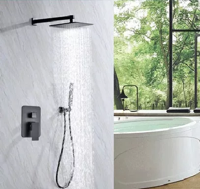 Set de dus negru mat Novara cu para patrata 30 x 30 cm cu 2 functii de ...