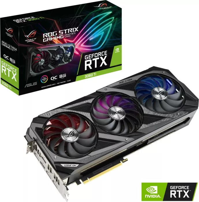 Placa video ASUS nVidia GeForce RTX 3060 Ti ROG STRIX GAMING O8G LHR ...