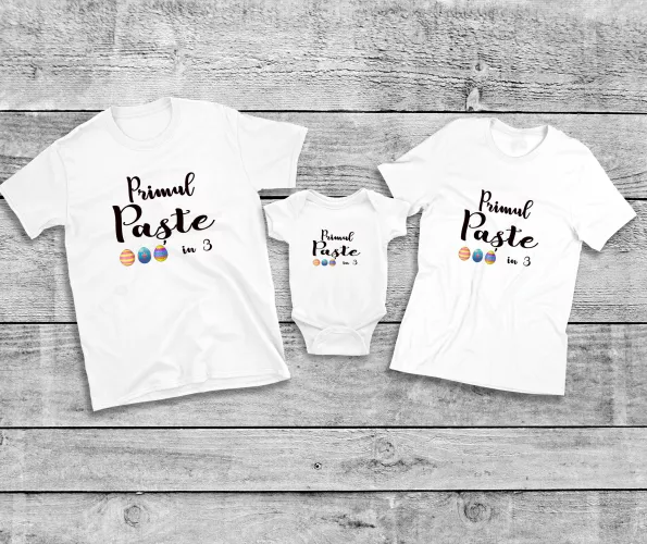 Set Tricouri Personalizate Family -Primul-Paste-in-3-egg- simple - cel.ro