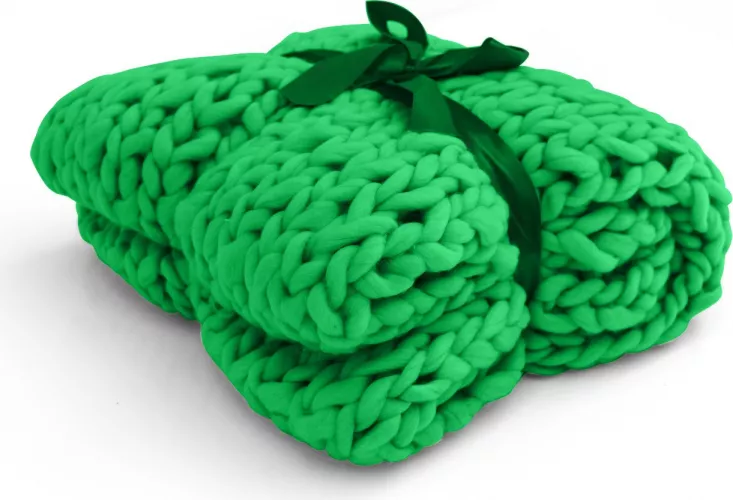 Patura impletita fir gigant 100x200 verde inchis blalbp_6032ye - cel.ro