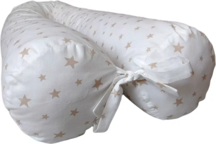 Perna gravide multifunctionala 100 bumbac alb cu stelute crem 160 cm x ...