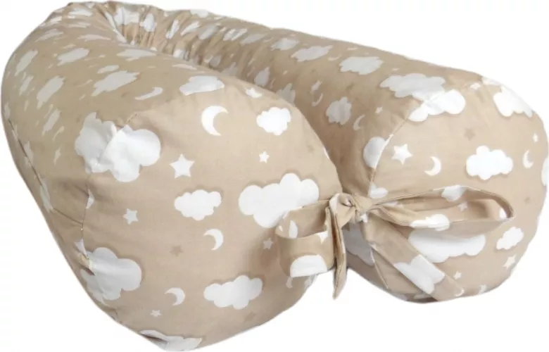 Perna gravide multifunctionala 100 bumbac crem cu nori albi 160 cm x 15 ...