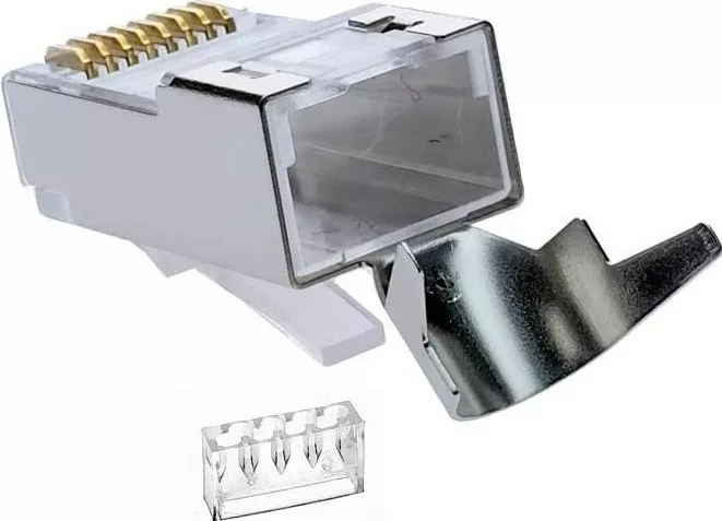 Set 50buc - Mufa RJ45 LanKATT ecranata pentru cabluri cat6/6a/7 cu fire ...