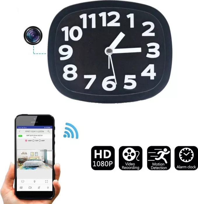 Ceas cu Camera Ascunsa SY-06 Full HD WiFi P2P IP AVC Detectie miscare ...