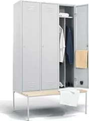 Vestiar metalic compartimentat cu bancuta si 3 usi imbracaminte - cel.ro
