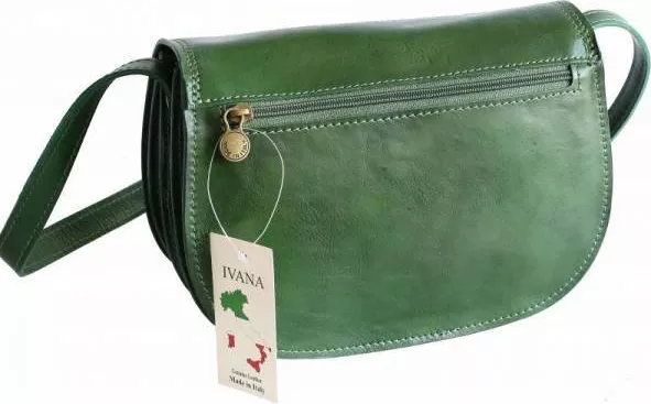 Geanta dama tip postas crossbody din piele naturala verde FGD103V ...