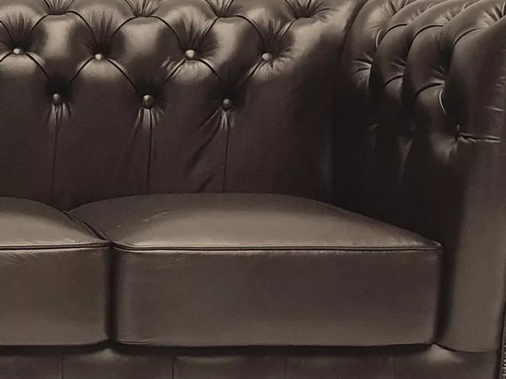 Canapea Chesterfield Class Piele 2 locuri Cloudy Maro Inchis 12 ani ...