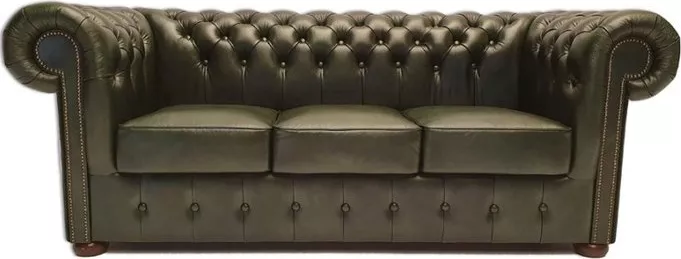 Canapea Chesterfield Class Piele 3 locuri Cloudy Verde 12 ani garantie ...