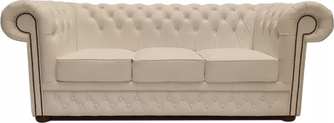 Canapea Chesterfield First Class Piele 3 locuri Alb 12 ani garantie ...