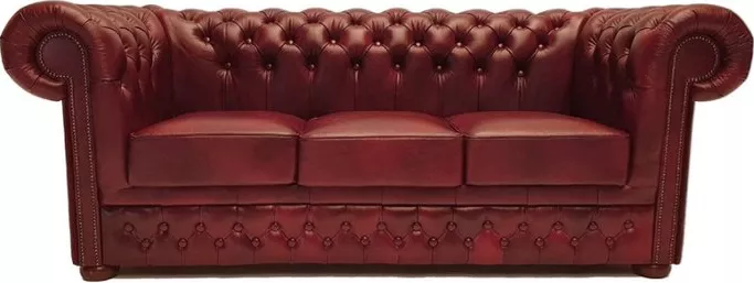 Canapea Chesterfield First Class Piele 3 locuri Cloudy Rosu 12 ani ...