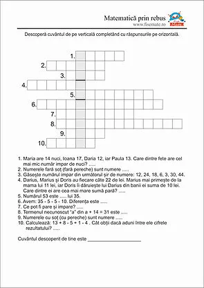Matematica prin rebus Caiet de lucru clasa I 4g8_011 - cel.ro