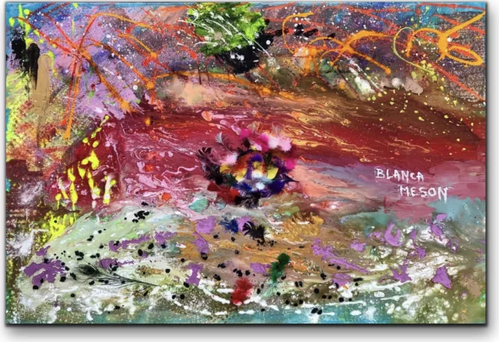 Tablou pictat manual Red Storm Blanca Meson Art Gallery 150 x 100 cm RS ...